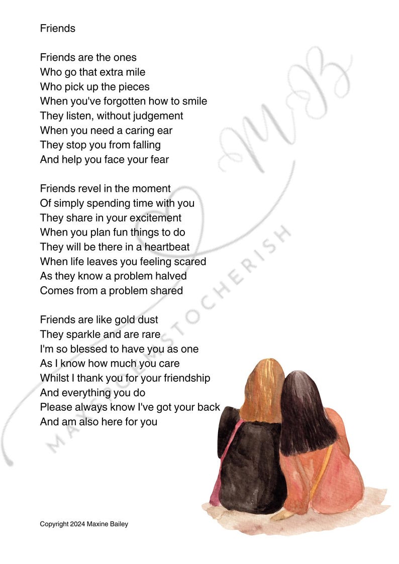 Friendship Poem Print – Friend Gift, Two Designs (digital Download - Etsy