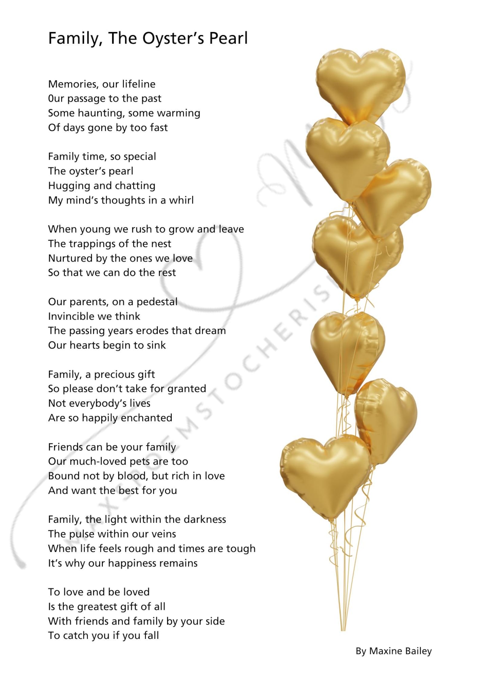 Family Poem Print: the Oyster's Pearl, Love & Life (digital Download ...