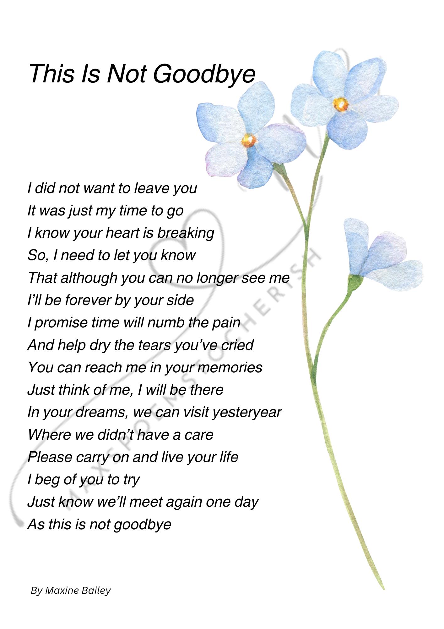 Bereavement Poem - Loss of Loved One Memorial, 'this is Not Goodbye' - Etsy