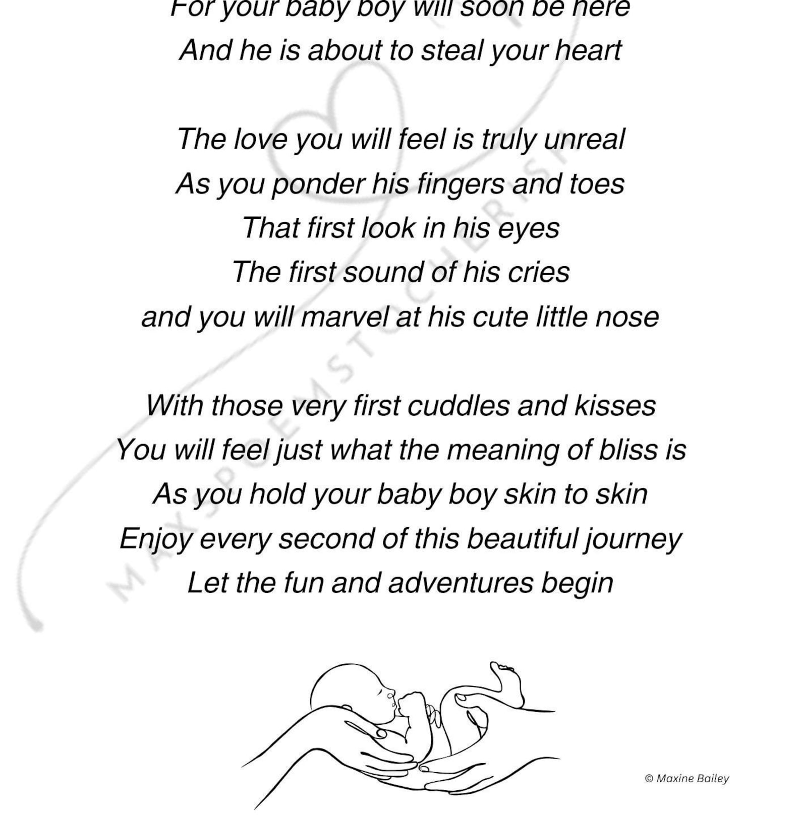 Baby Boy - Baby Shower Poem/gift for New Parents/baby Sprinkle ...