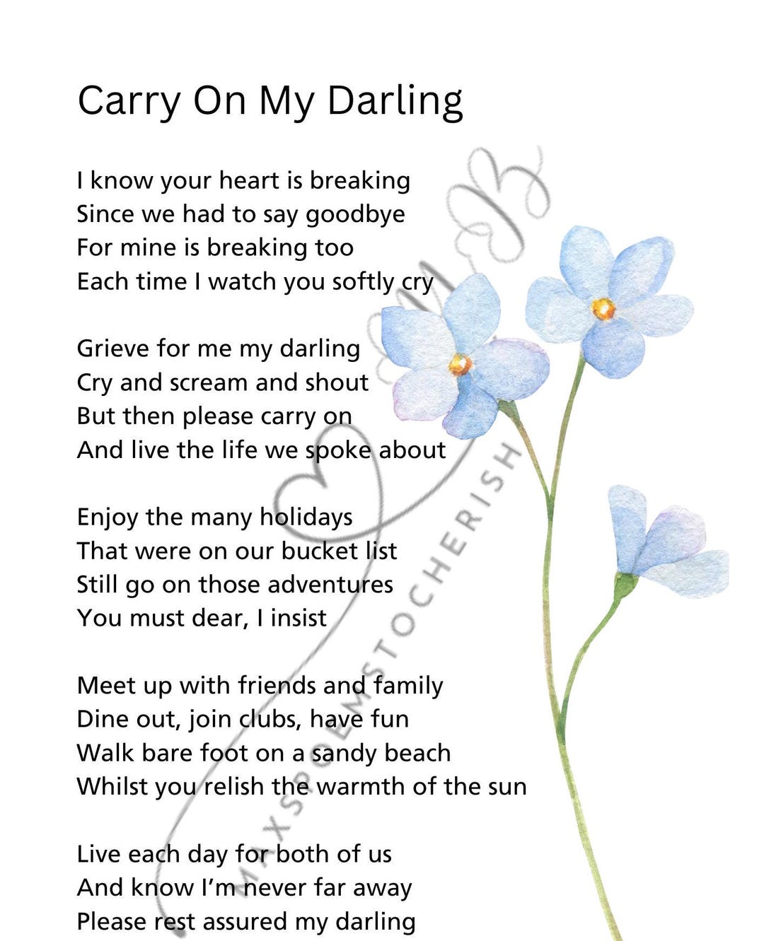 Forget-me-not Poem Print: Grief & Loss Remembrance (digital Download ...