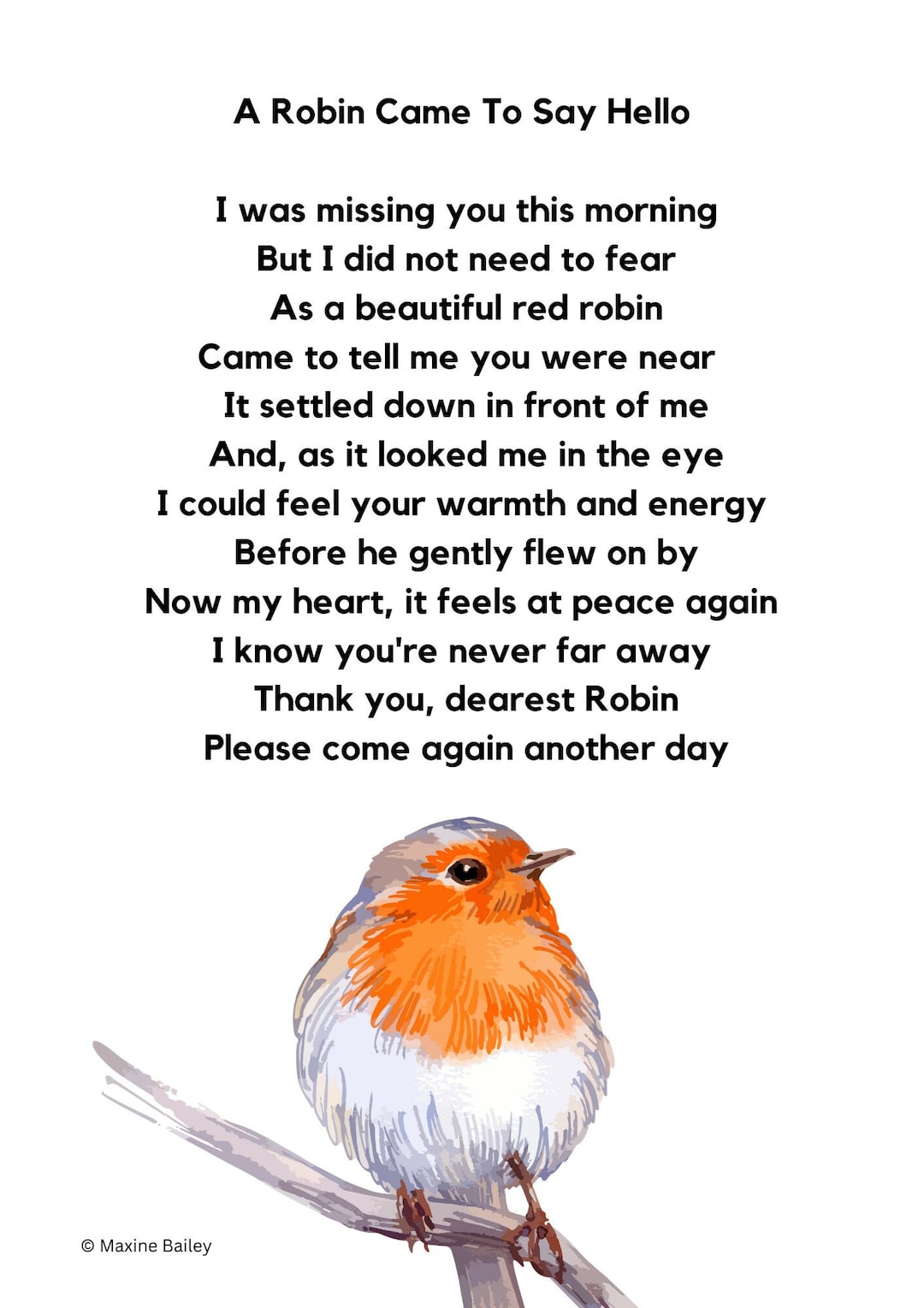 A Robin Came to Say Hello Digital Poem/grief/loss/mourning/love ...