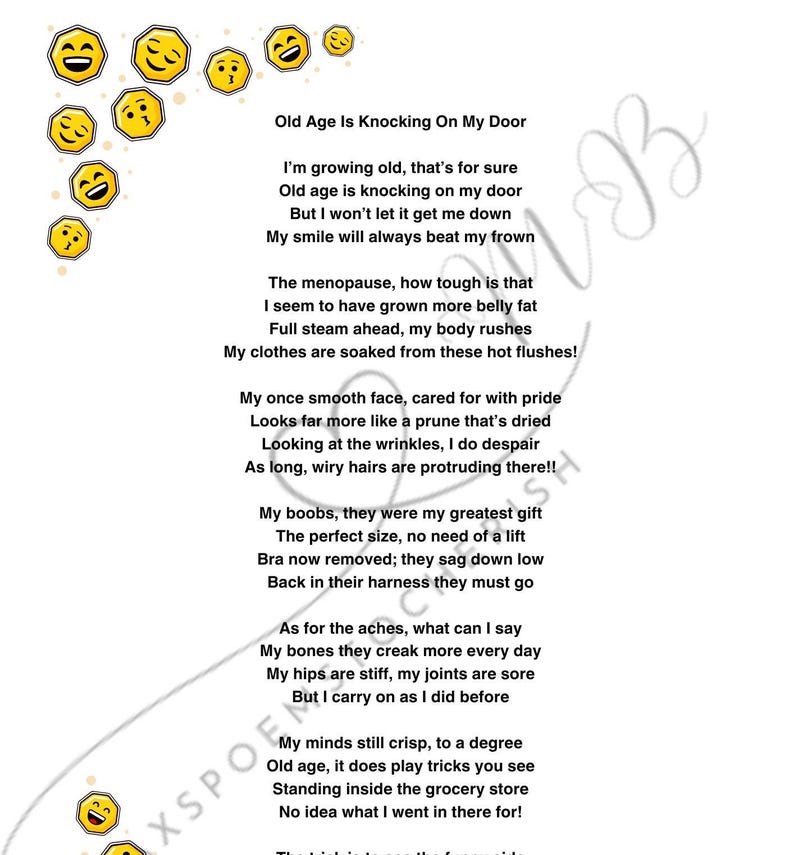 Humorous Old Age Poem – Motivational Gift for Her (digital Print) - Etsy