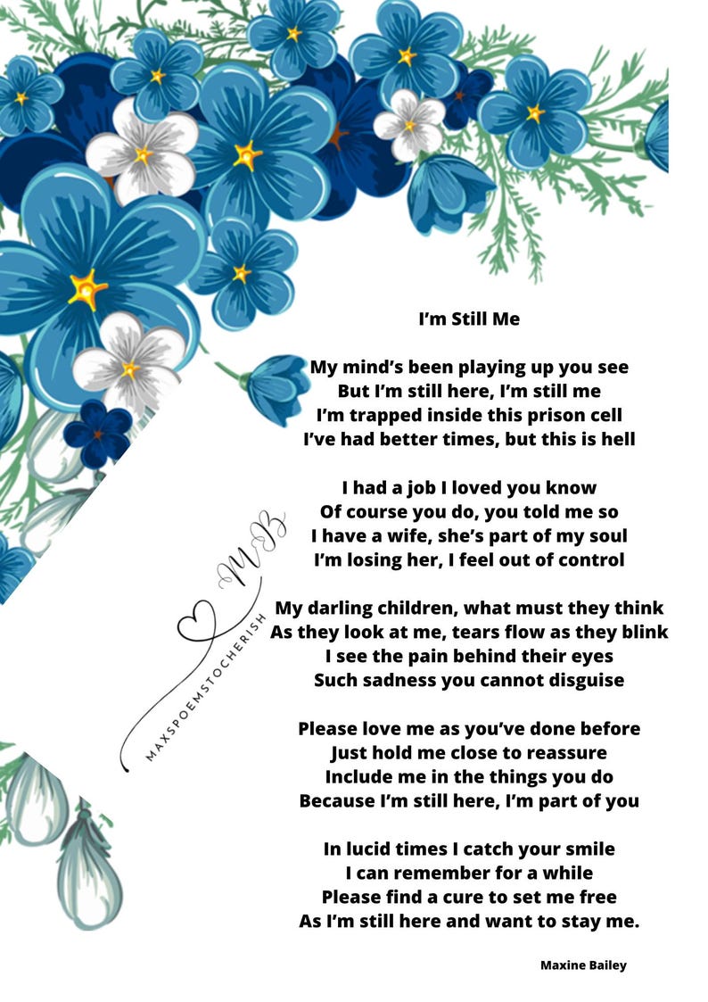 Alzheimer's/dementia Poem - I'm Still Me - A4 Digital Print to Download ...