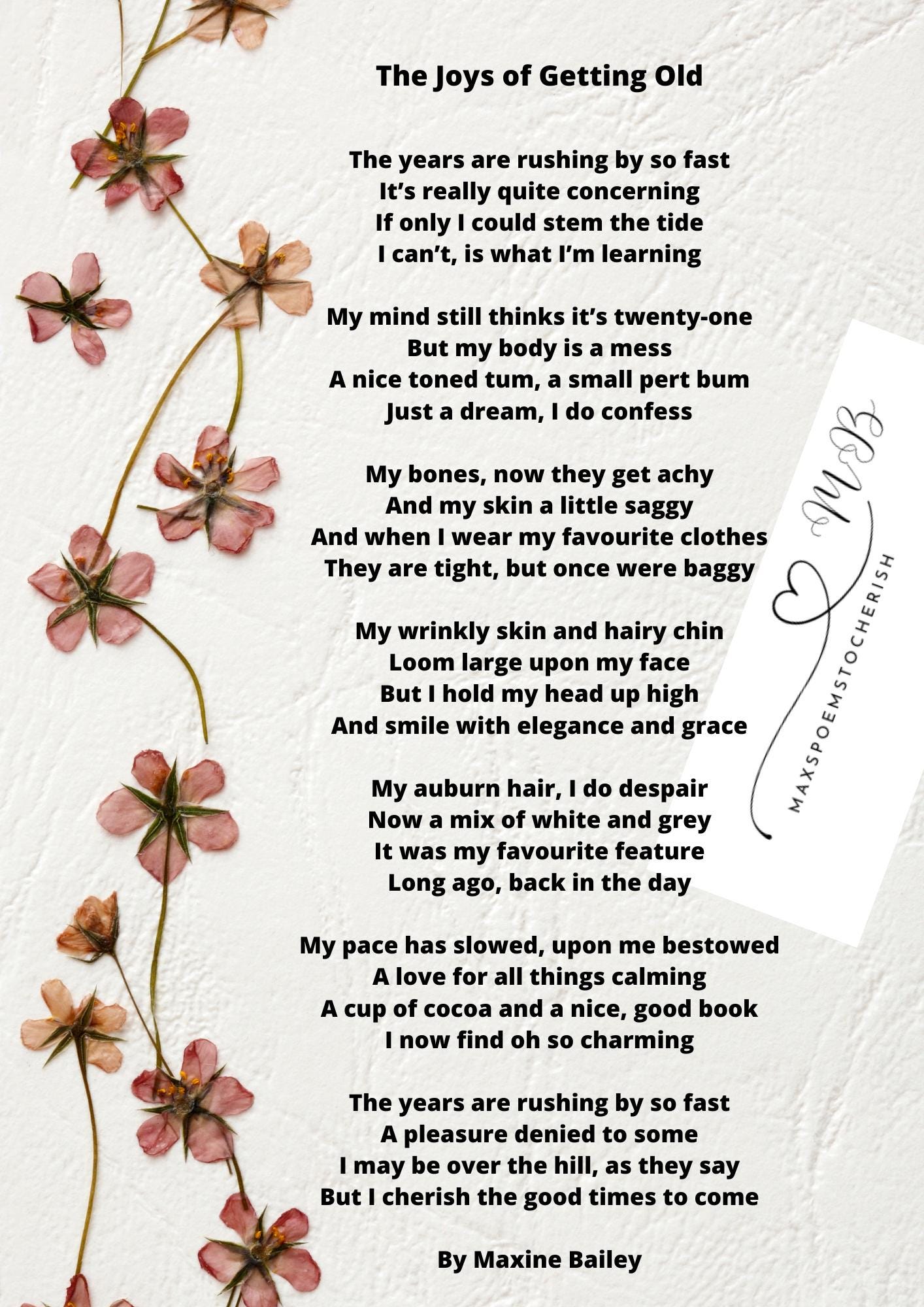 Humorous 'getting Old' Poem Print: Floral A4 Art (digital Download) - Etsy