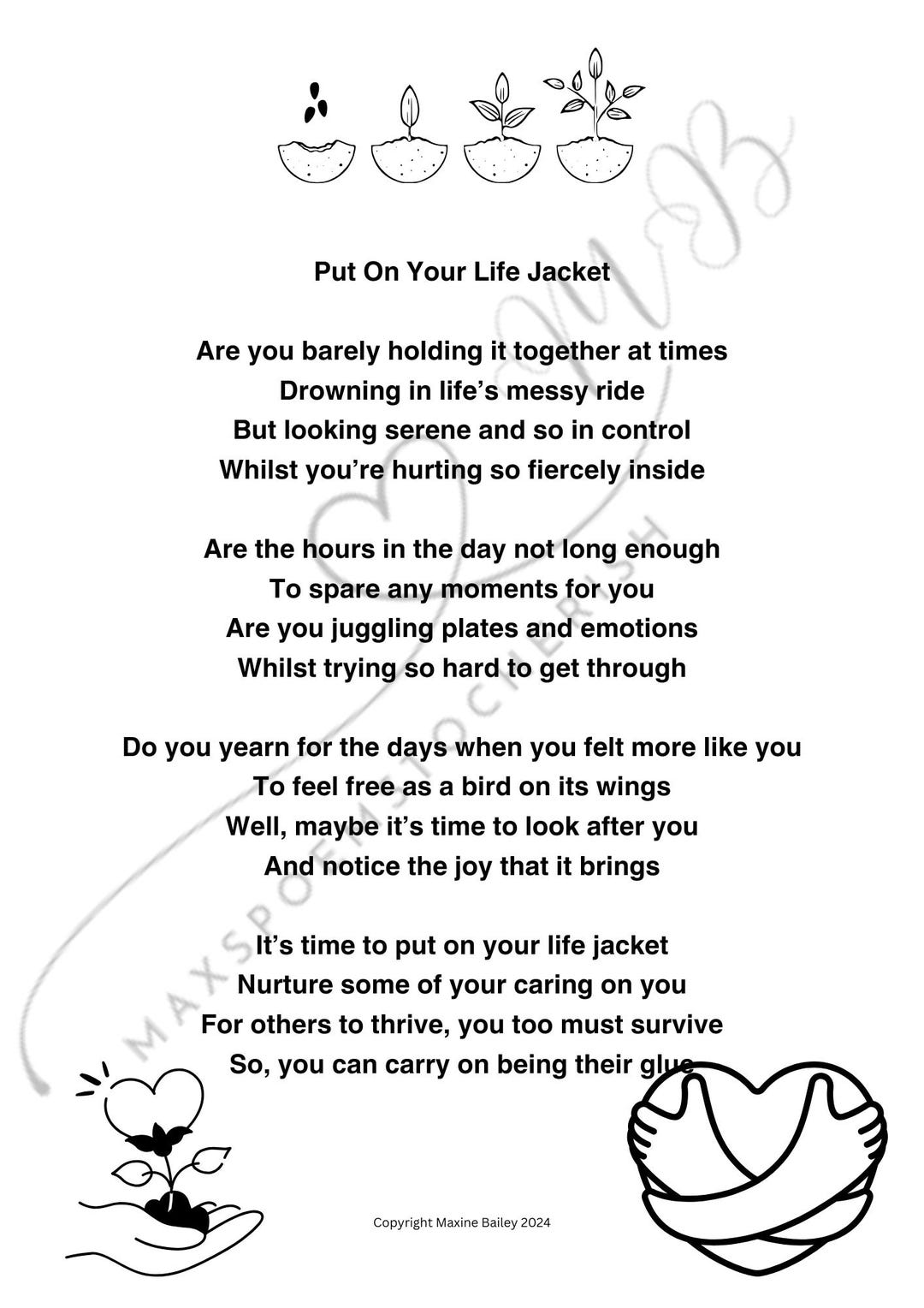 Put on Your Life Jacket Poem - Self Care/gift for Her/gift for Him/gift ...