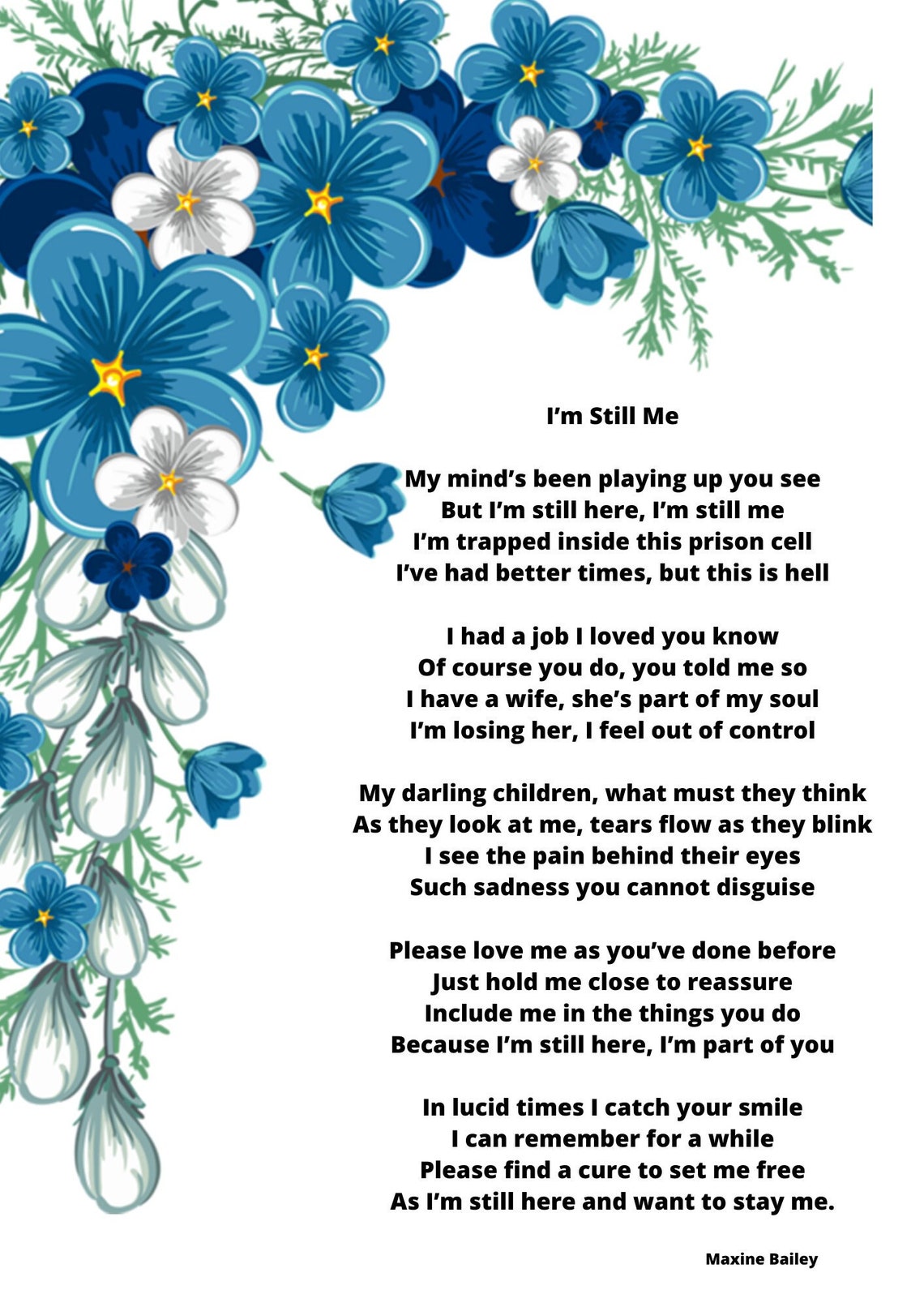 Alzheimer's/dementia Poem I'm Still Me A4 Digital Print to Download - Etsy
