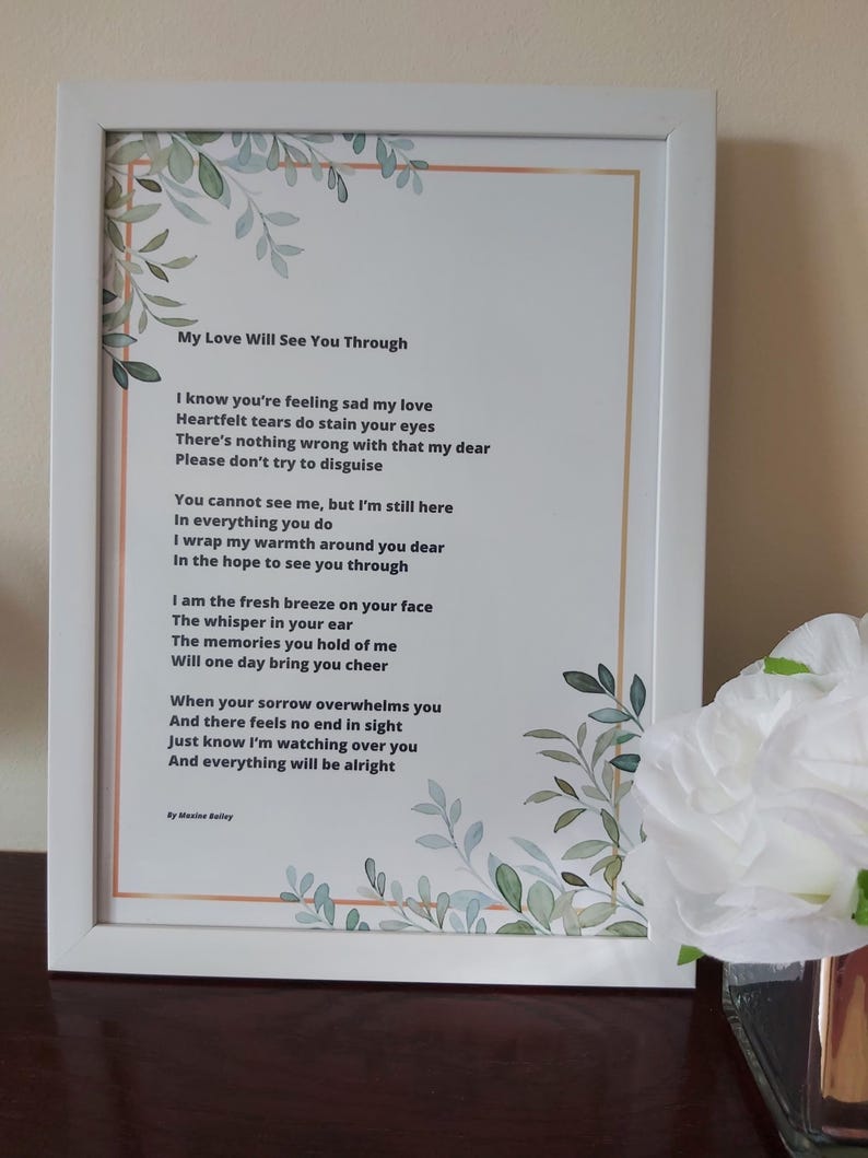 Bereavement Poem Print: Grief, Loss, Mourning (digital Print) - Etsy
