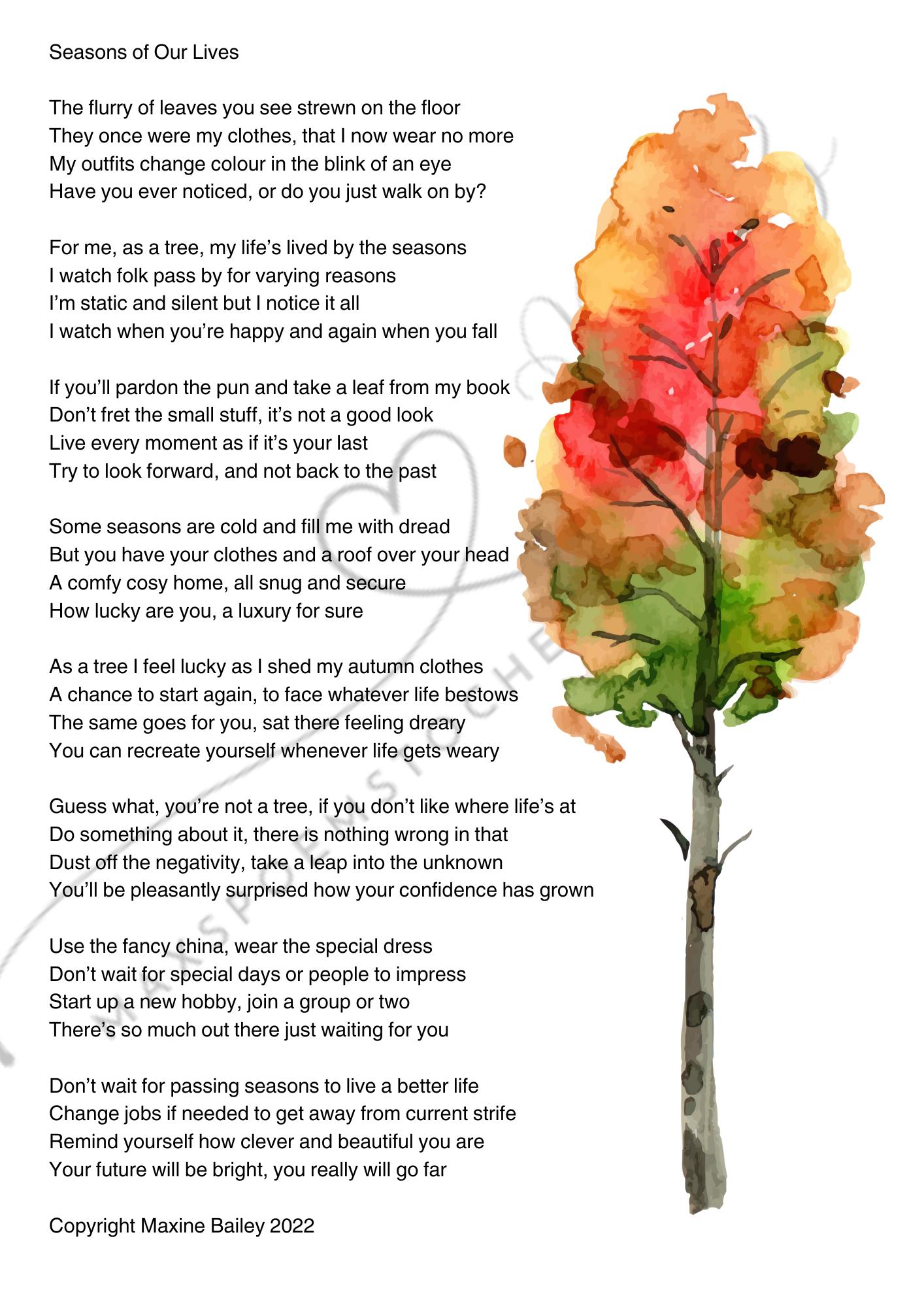 Uplifting/motivational/inspiring Poem - Seasons of Our Lives - A4 Print ...