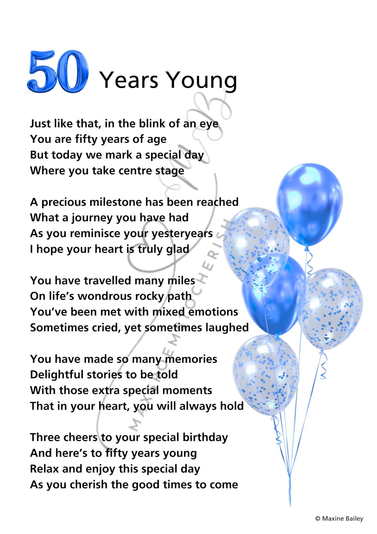 50th Birthday Poem Print: Milestone Celebration (digital Download) - Etsy
