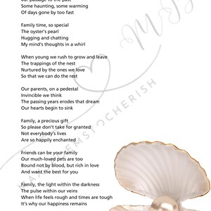 Family Poem Print: the Oyster's Pearl, Love & Life (digital Download ...