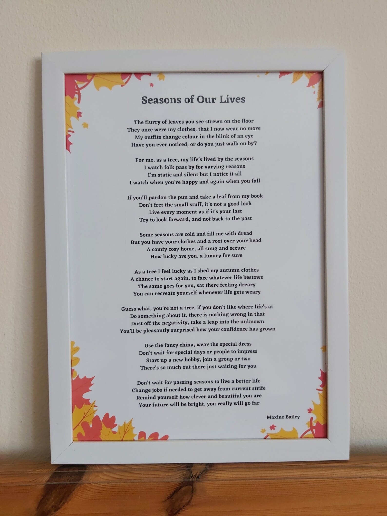 Uplifting/motivational/inspiring Poem Seasons of Our Lives A4 Print on ...