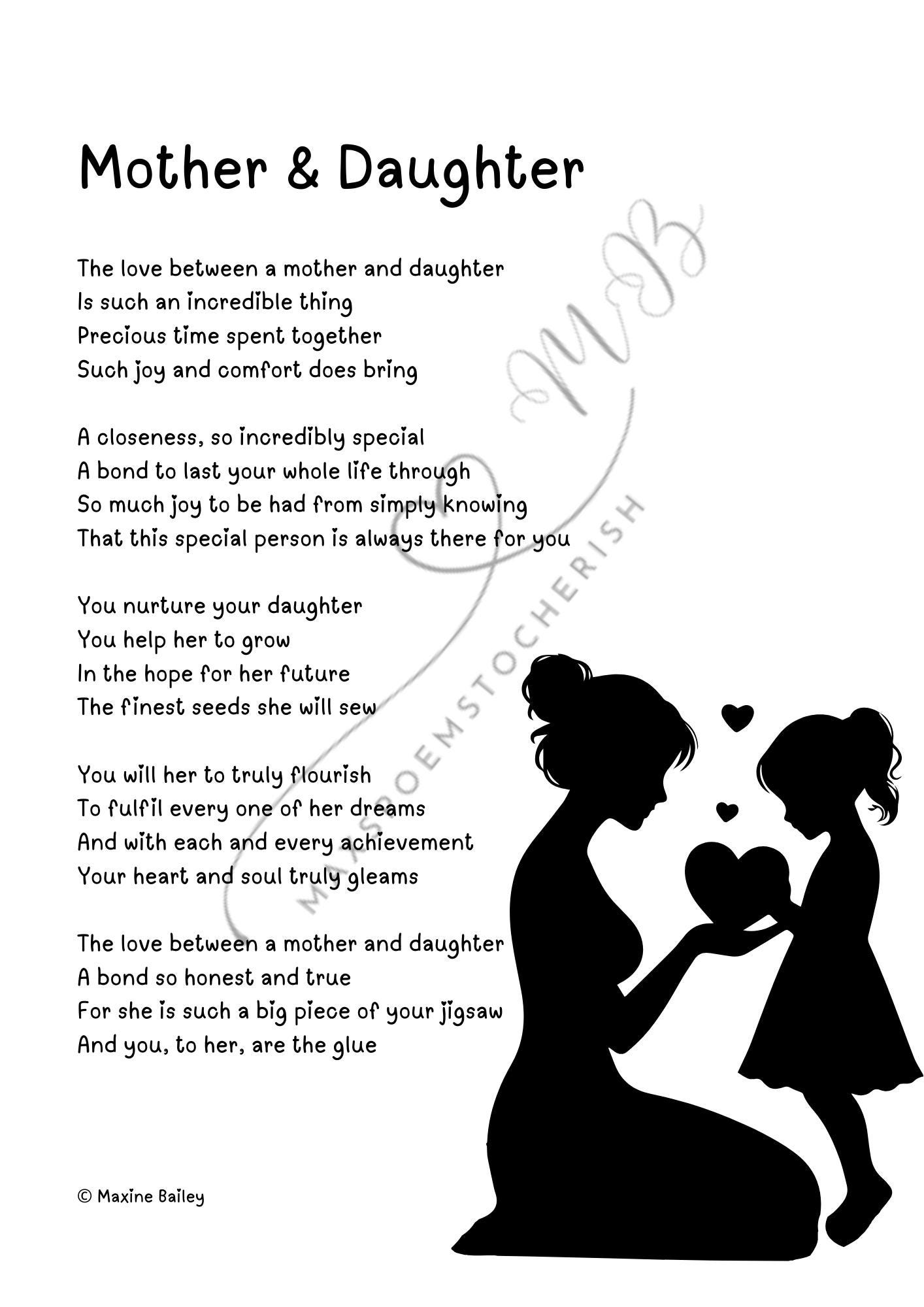 Mother & Daughter Poem Art - Sentimental Gift (digital Download) - Etsy