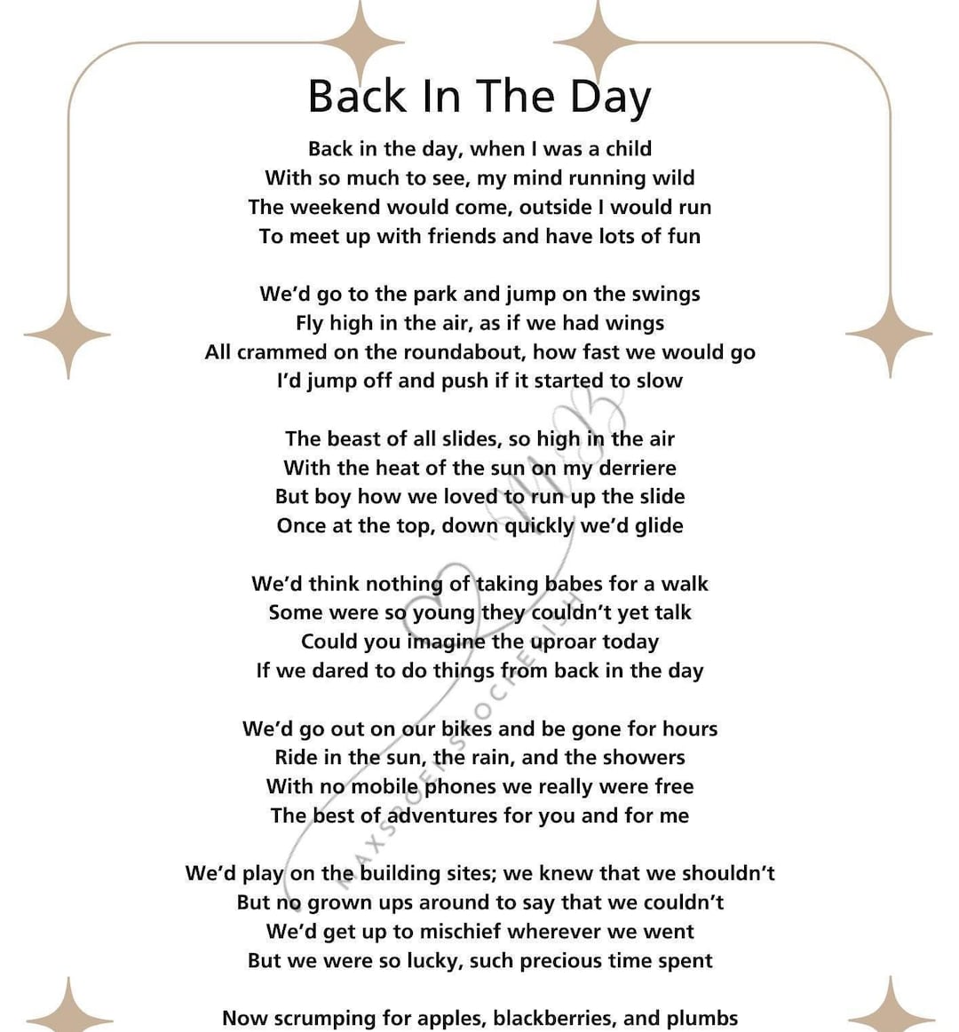 Nostalgic Childhood Poem - 1970s/1980s Memories (digital Download) - Etsy