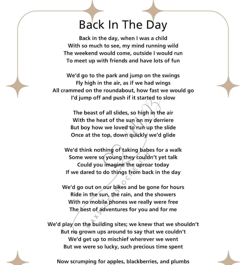 Nostalgic Childhood Poem - 1970s/1980s Memories (digital Download) - Etsy