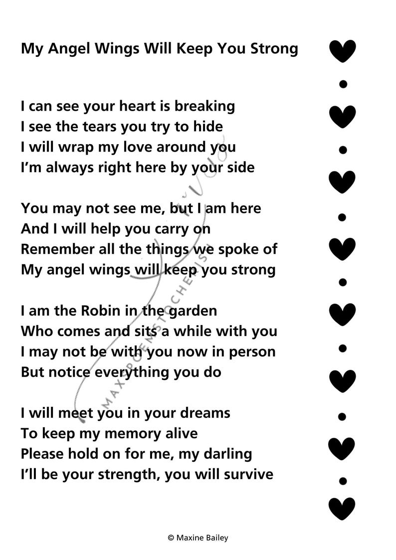 Bereavement Poem: Angel Wings Grief Support Gift (digital Download) - Etsy