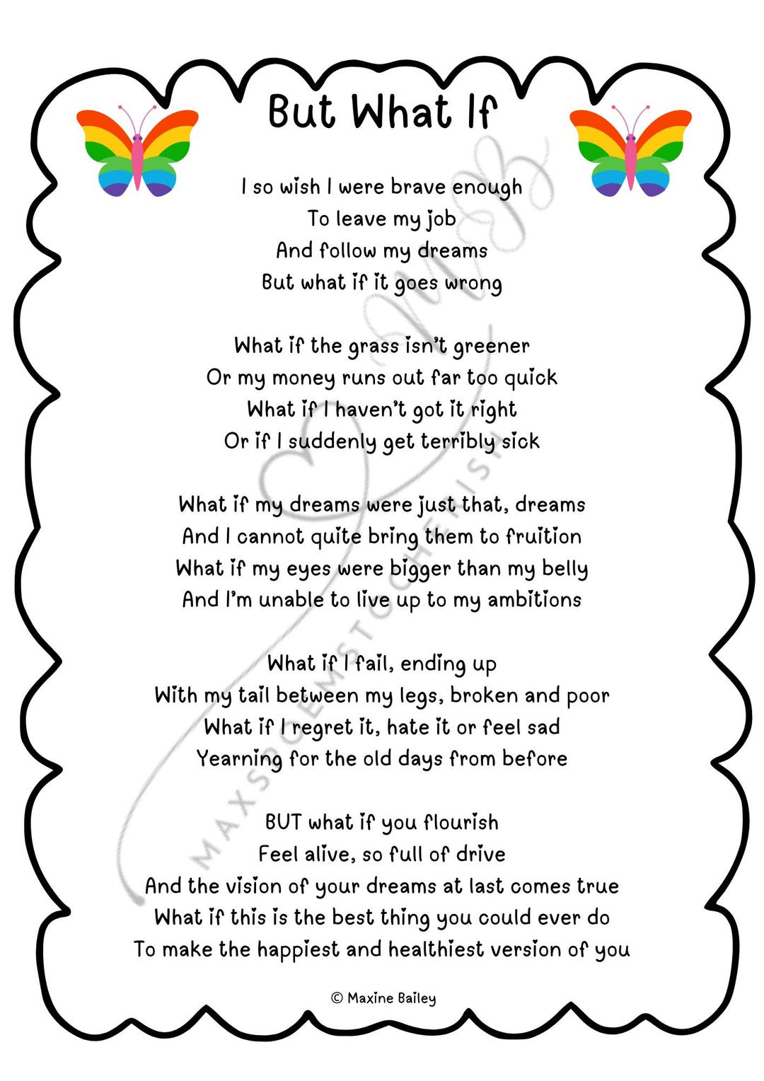 Motivational Poem Print - Inspirational Gift, 'but What If' (digital ...