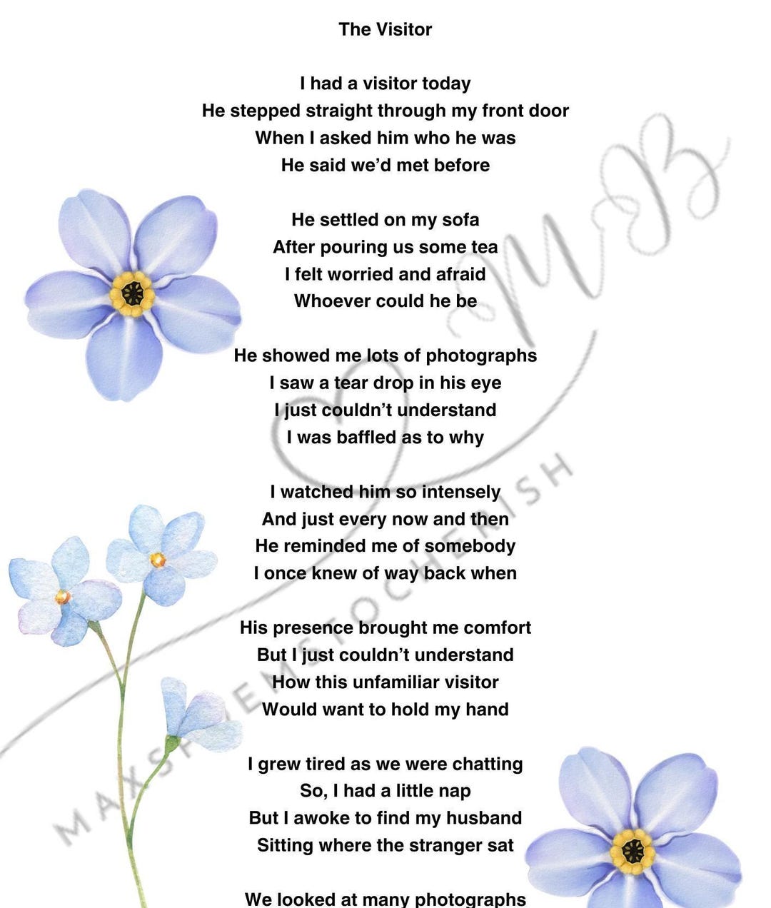 The Visitor Poem/dementia/alzheimer's/grief/mourning - Digital Download ...
