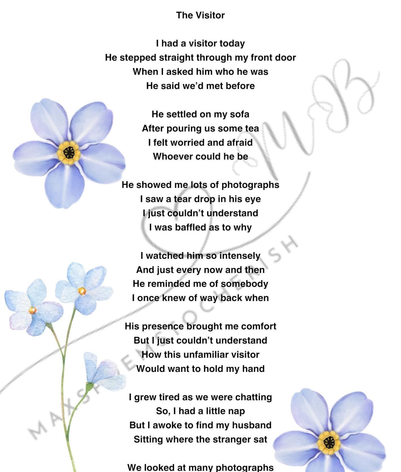 The Visitor Poem/dementia/alzheimer's/grief/mourning - Digital Download ...