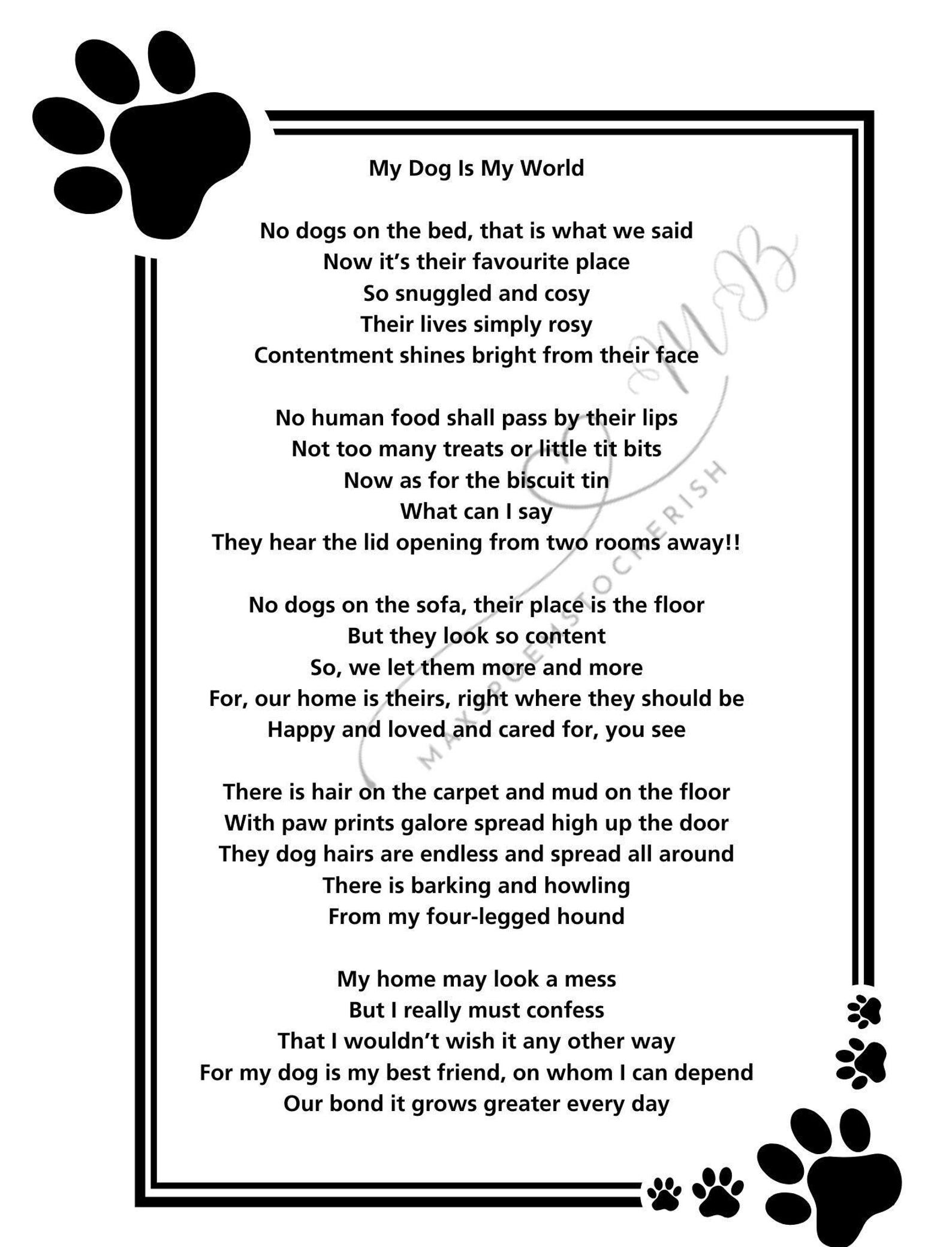 Dog Lover Poem Print – Humorous Dog Owner Gift (digital Download) - Etsy