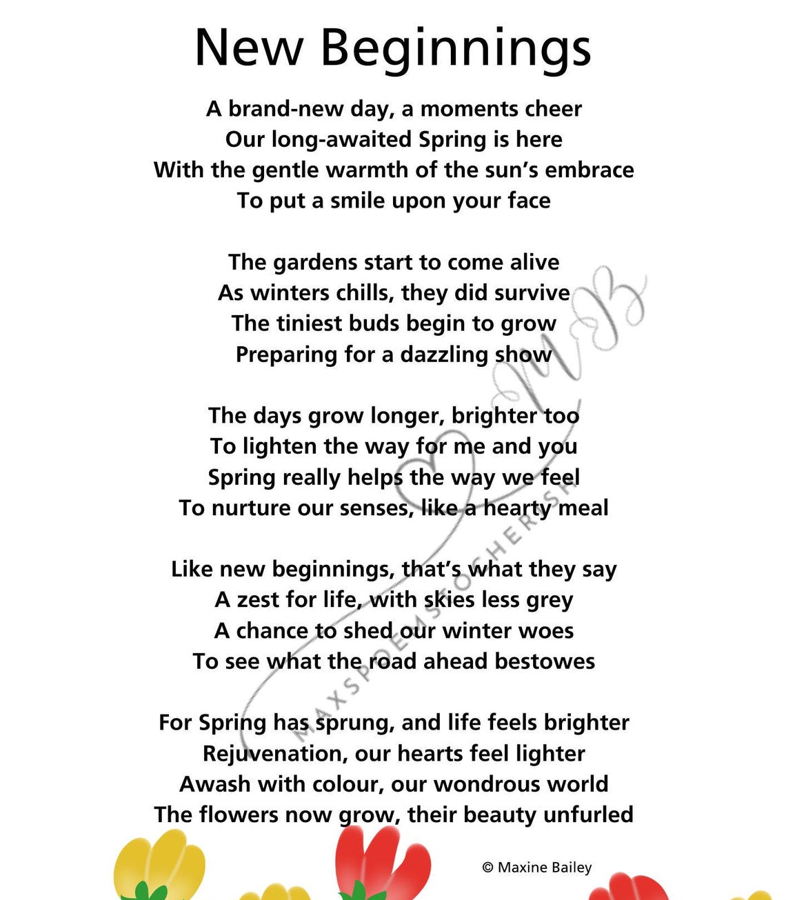 Spring Poem - New Beginnings- Gift for Her/gift for Him/motivational ...