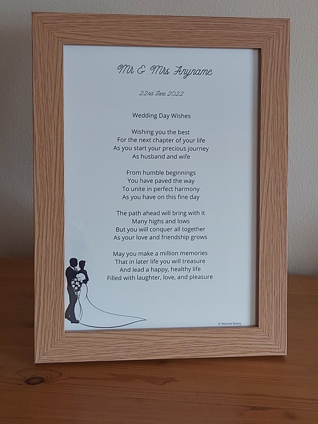 Personalised Wedding Poem/wedding Day Gift/happy Couple - A Memento of ...