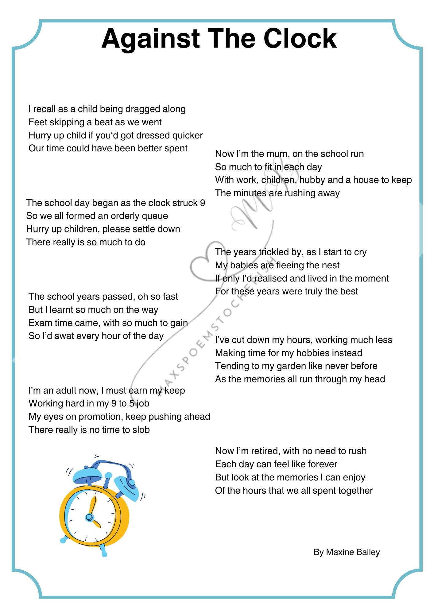 Motivational Poem/poetry - Against the Clock - Living Your Best Life - Etsy