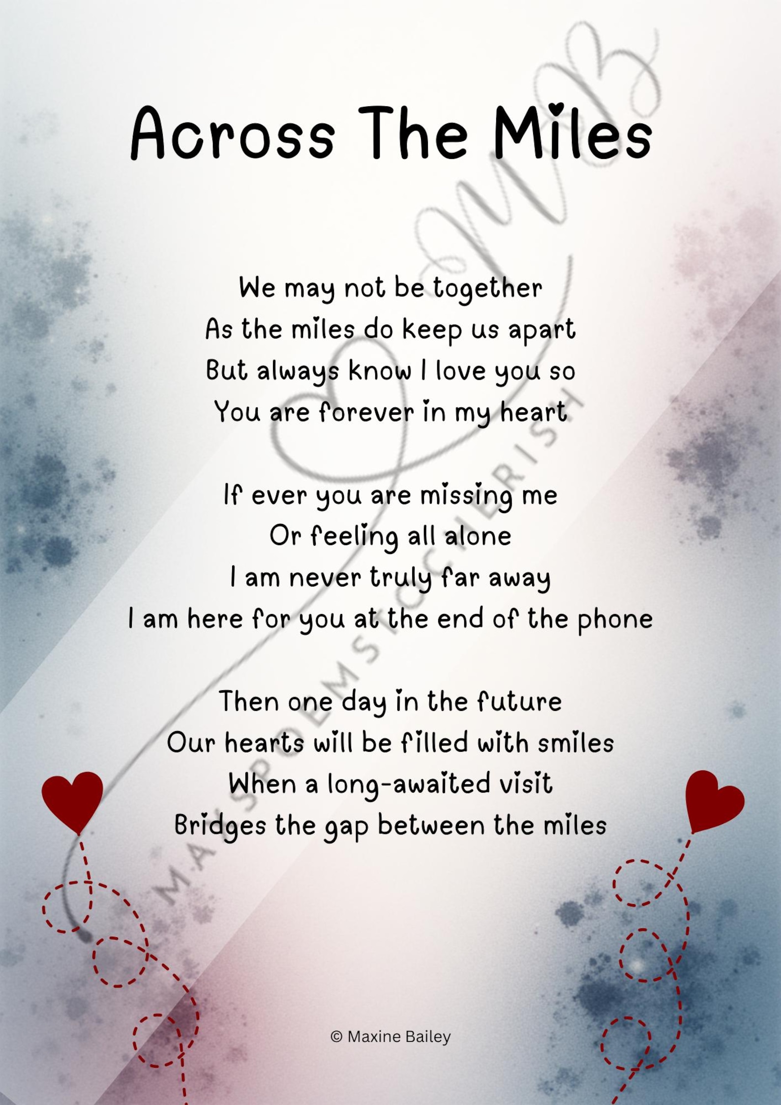 Across the Miles Poem Print - Sentimental Print/christmas Gift/long ...
