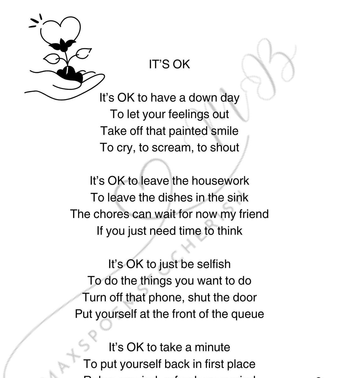 Motivational Poem/it's Ok/inspirational Poem/pick Me Up/gift for Her ...
