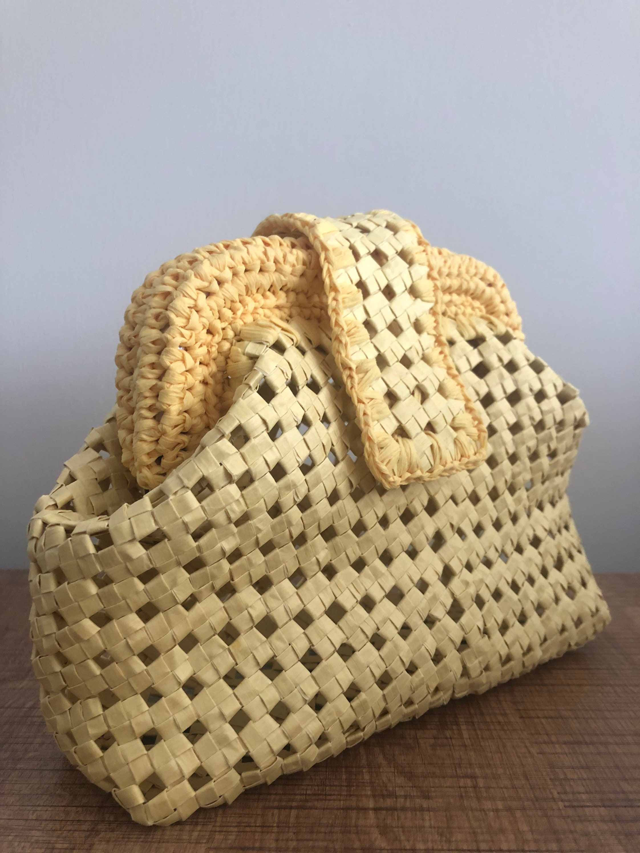 Rattan Raffia Woven Handbag, Raffia Pouch Bag,knitted Raffia Handbag ...
