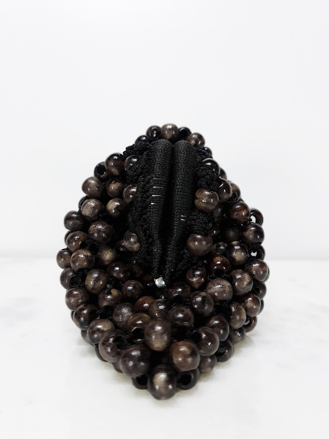 Brown Black Handmade Wooden Bead Handbag, Wooden Bead Handbag, Beaded ...