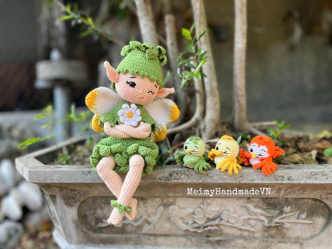 Felix - Little Elf Doll Crochet Pattern, Elf Fairy and Little Birds ...