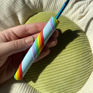 MADE TO ORDER Rainbow Crochet Hook | Blue Sky and Rainbow Crochet Hooks ...