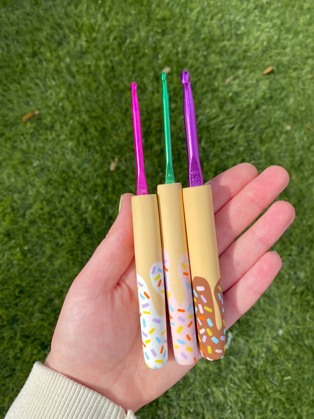 Donut Polymer Clay Crochet Hook Set | Handmade Ergonomic Polymer Clay ...