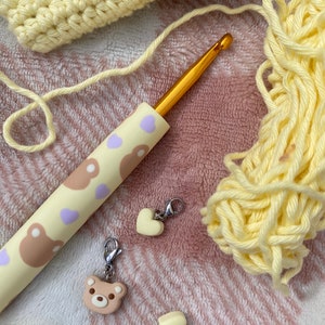 Pastel Yellow Teddy Bear Crochet Hook | Cute Handmade Ergonomic Custom ...