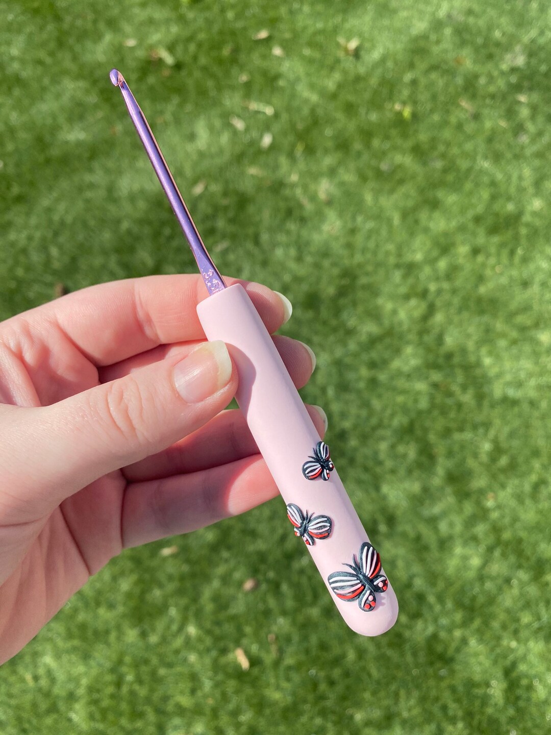 MADE TO ORDER Pink Butterfly Crochet Hook | Custom Crochet Hooks ...