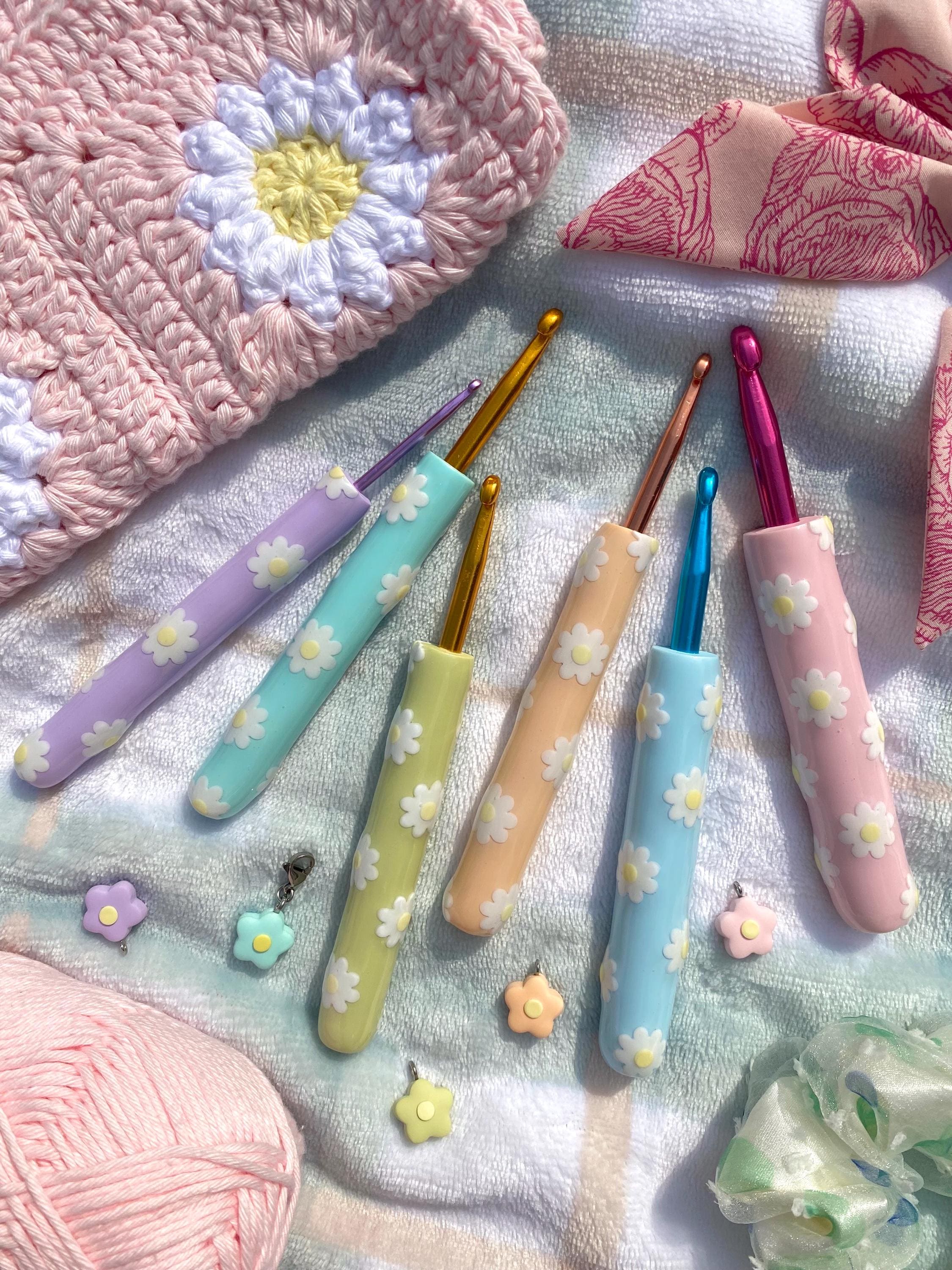 Pastel Flower Crochet Hook Set | Cute Handmade Ergonomic Custom Polymer ...