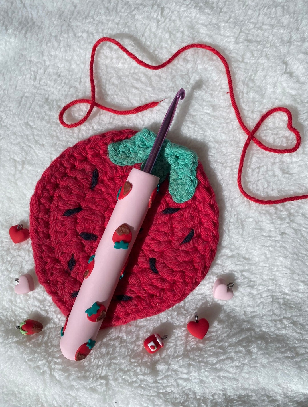 MADE TO ORDER Chocolate Strawberry Crochet Hook Valentines Day Themed ...