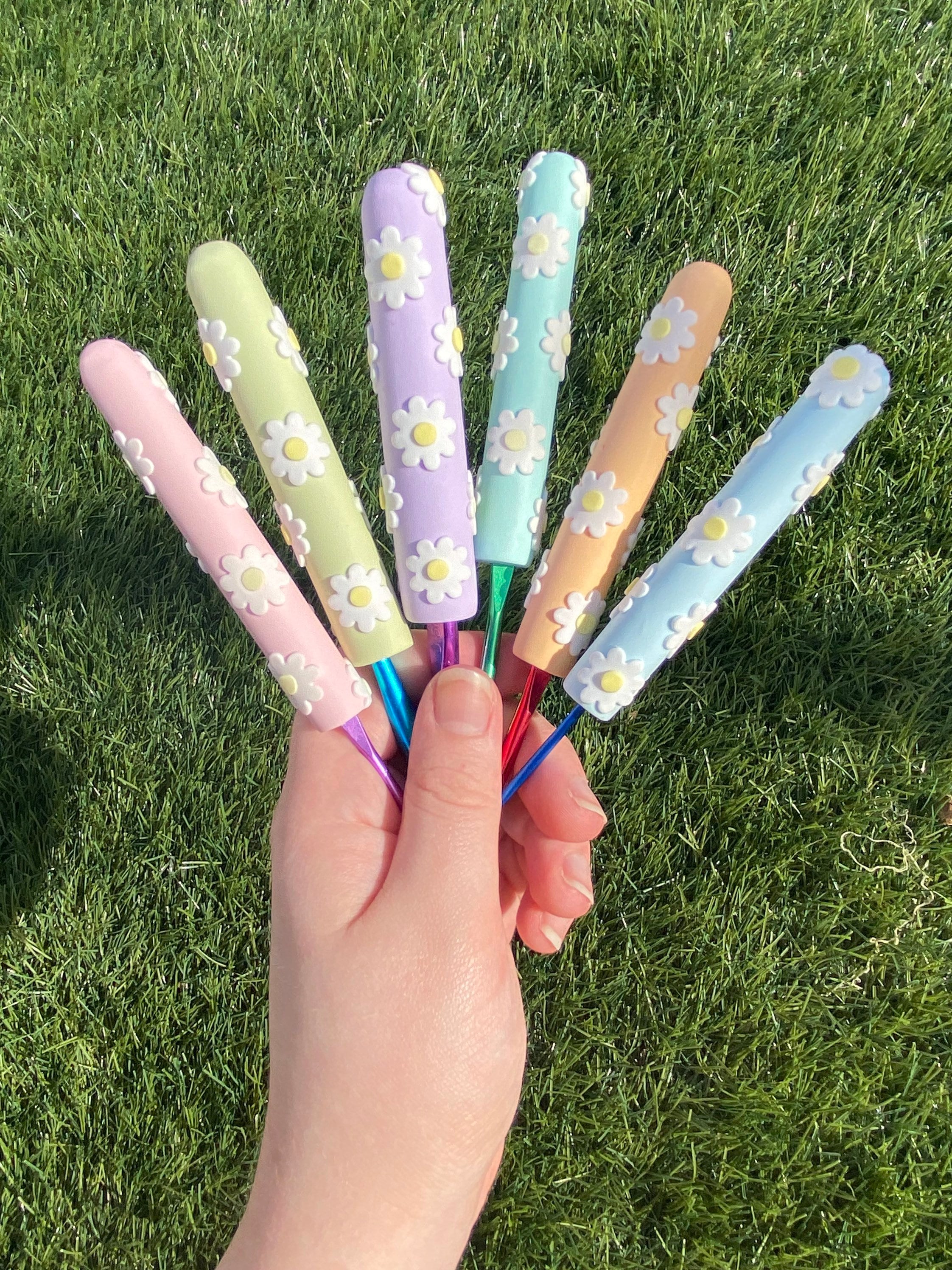 Pastel Flower Crochet Hook Set | Cute Handmade Ergonomic Custom Polymer ...