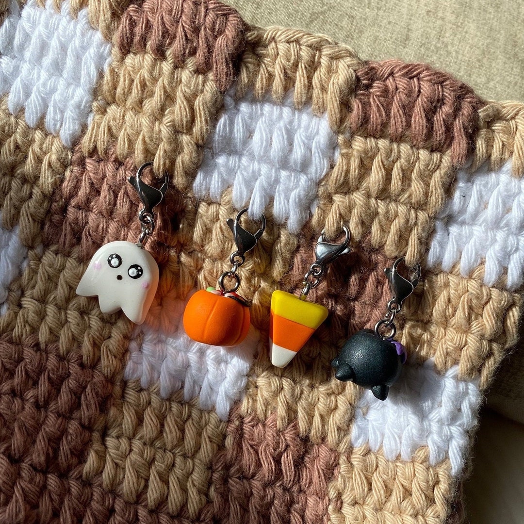 Halloween Stitch Markers | Kawaii Ghost, Pumpkin, Candy Corn, and ...