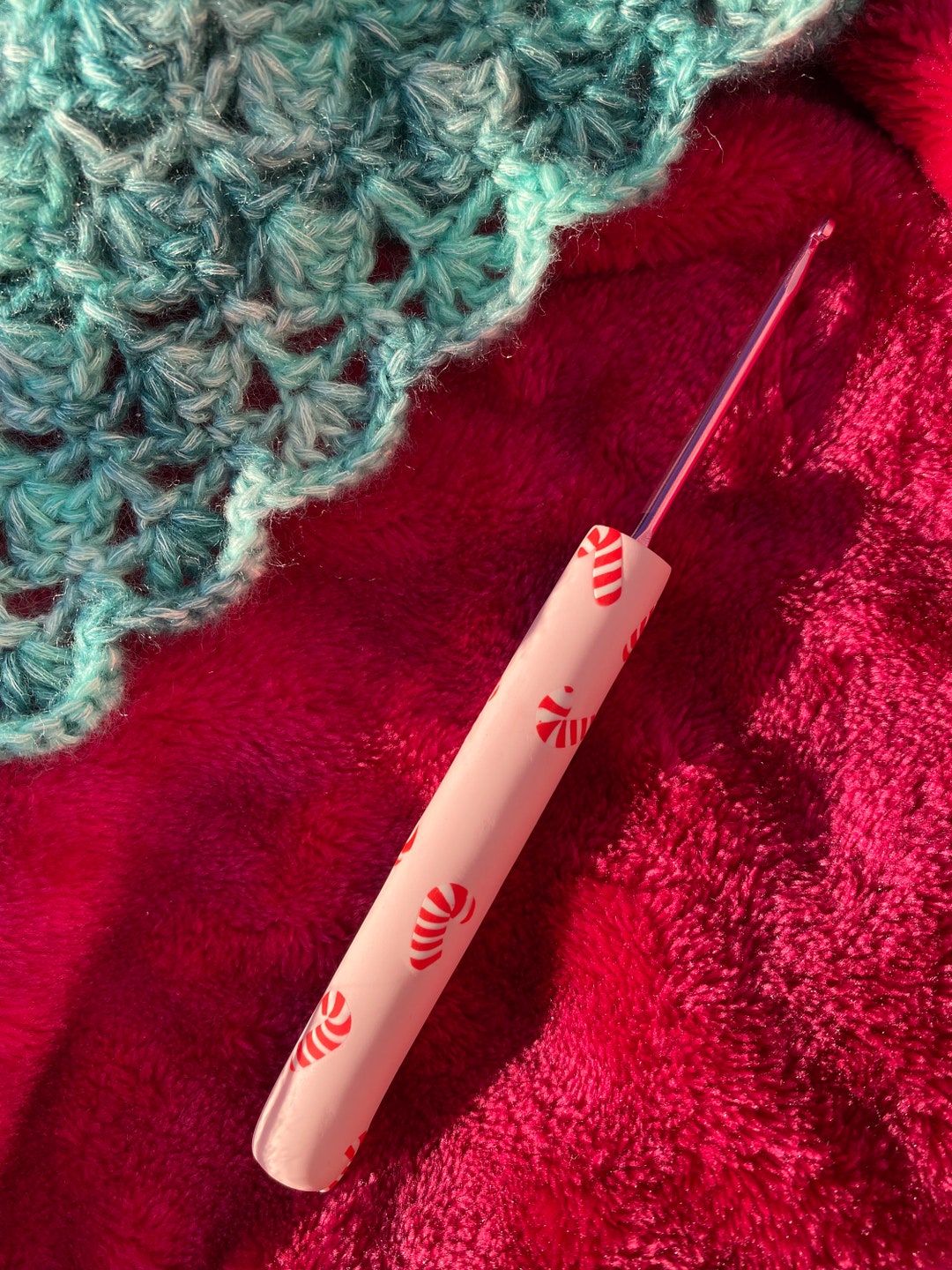 MADE TO ORDER Pink Candy Cane Crochet Hook | Christmas Crochet Hooks ...