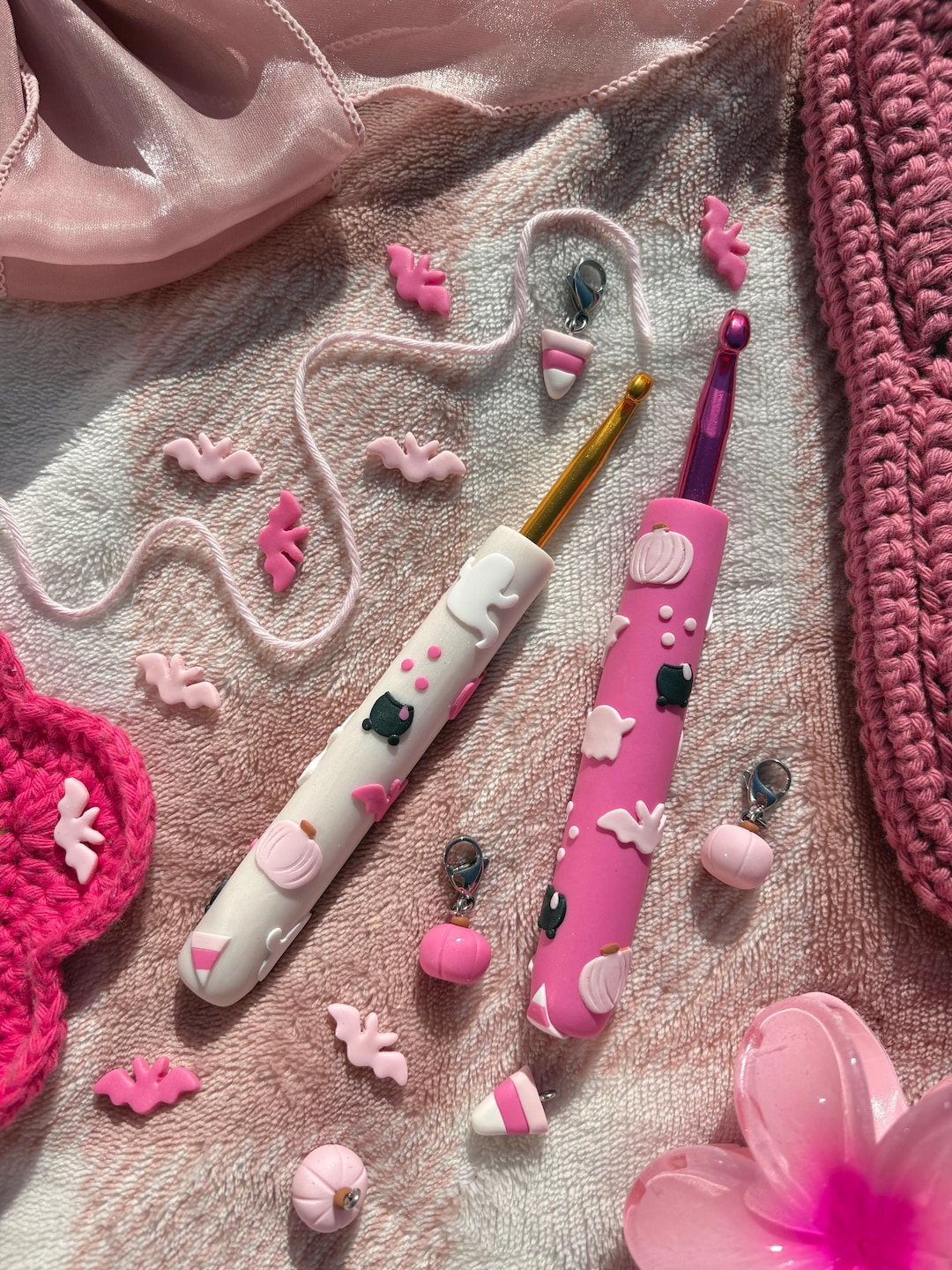 MADE TO ORDER Pink Spooky Season Crochet Hook | Pink Halloween Crochet ...