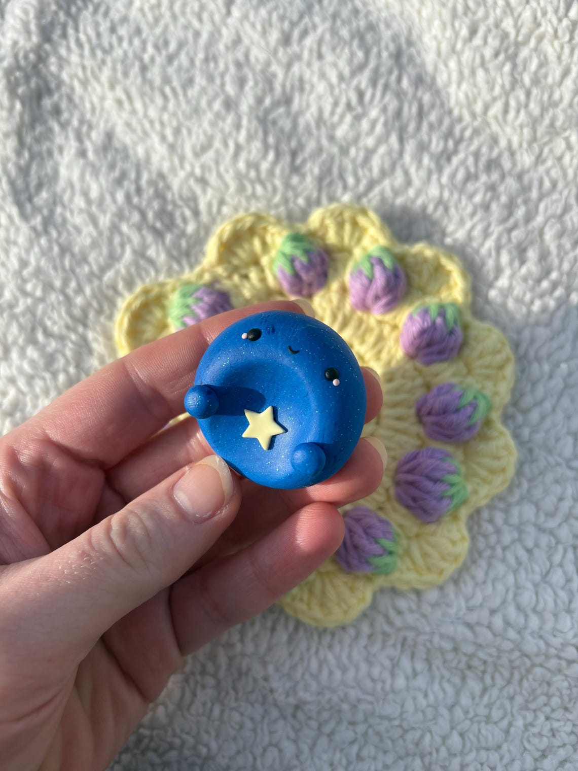 Cute Polymer Clay Worry Stones | Space Blue and Heart Pink Kawaii ...