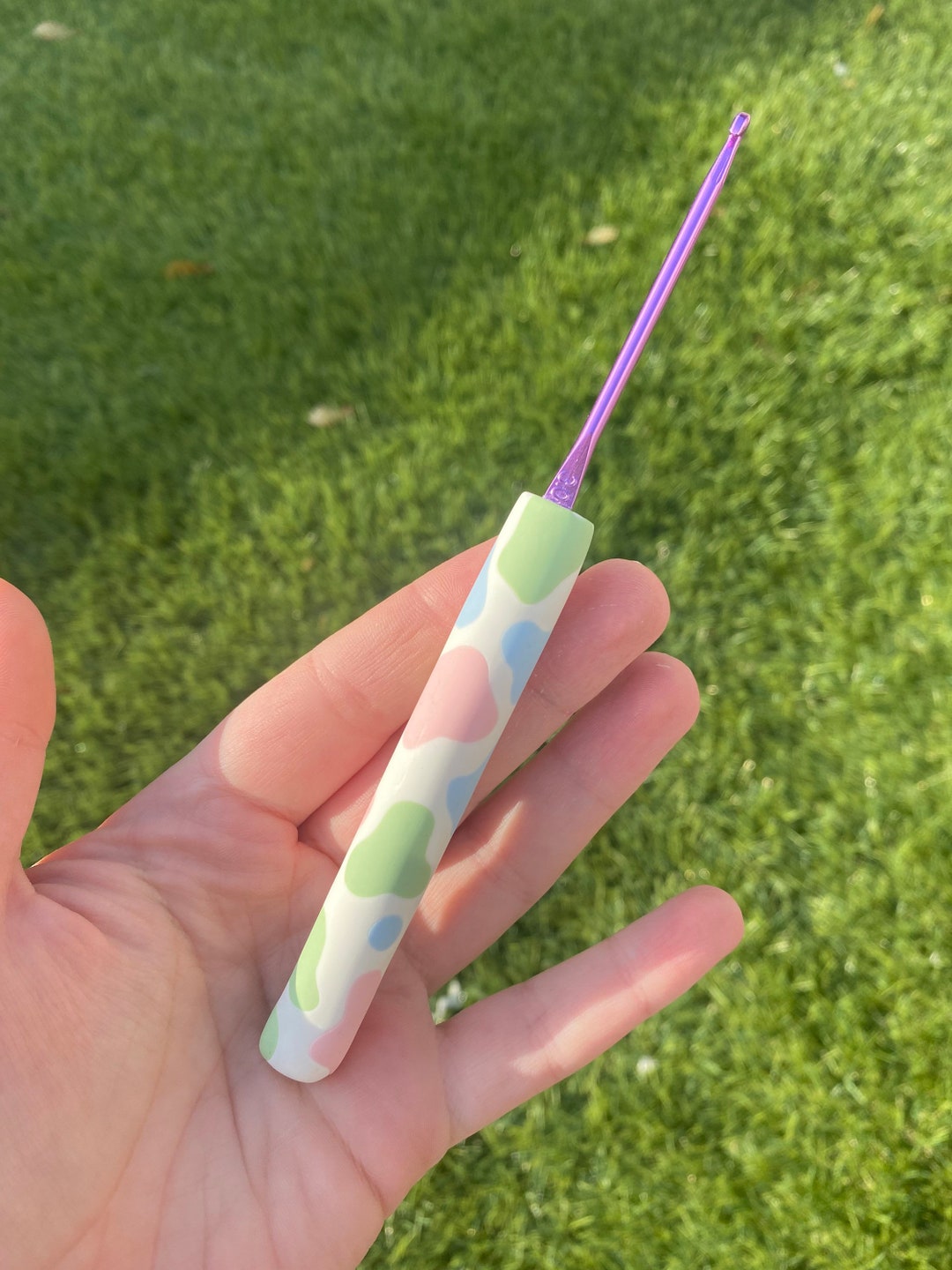 Made To Order Cow Print Crochet Hook Custom Crochet Hooks Polymer Clay Crochet Hooks Cute 