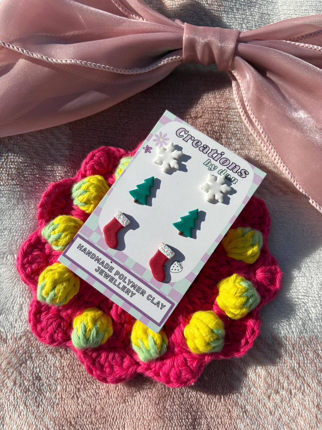 Snowflake, Christmas Tree, and Stocking Stud Earrings | Handmade ...