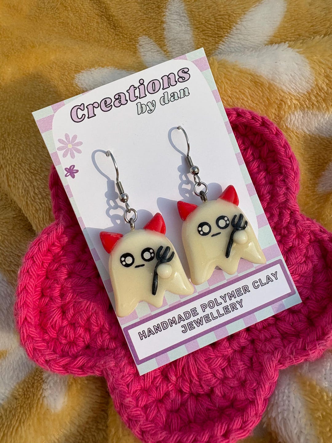 Kawaii Devil Ghost Polymer Clay Earrings | Hypoallergenic Stainless ...