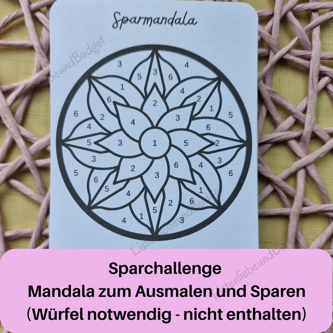Savings Challenge Mandala for Coloring Rolling Dice - Etsy