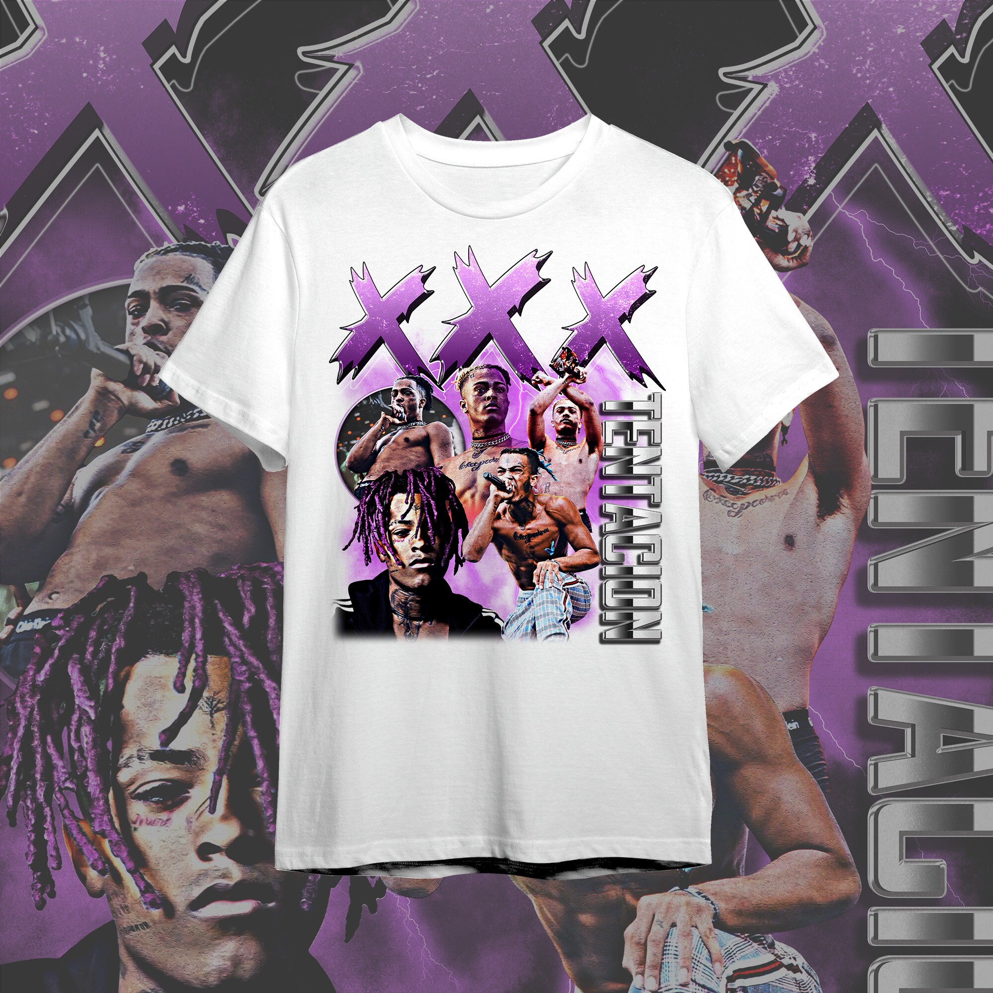 Xxxtentacion Vintage Tee, Bootleg Design Png, 90s Rap T Shirt ...