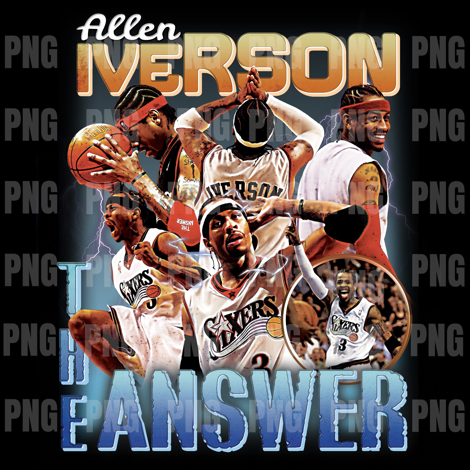 Allen Iverson Bootleg, vintage Shirt png, 90s Shirt png, Printable ...
