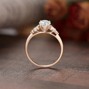 14K Rose Gold Wedding Ring Set Oval Moissanite Engagement Ring Oval Cut ...